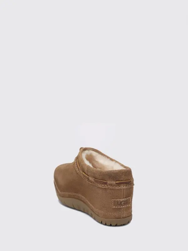UGG Suede Wedge Mules With Fur Lining - Hazel