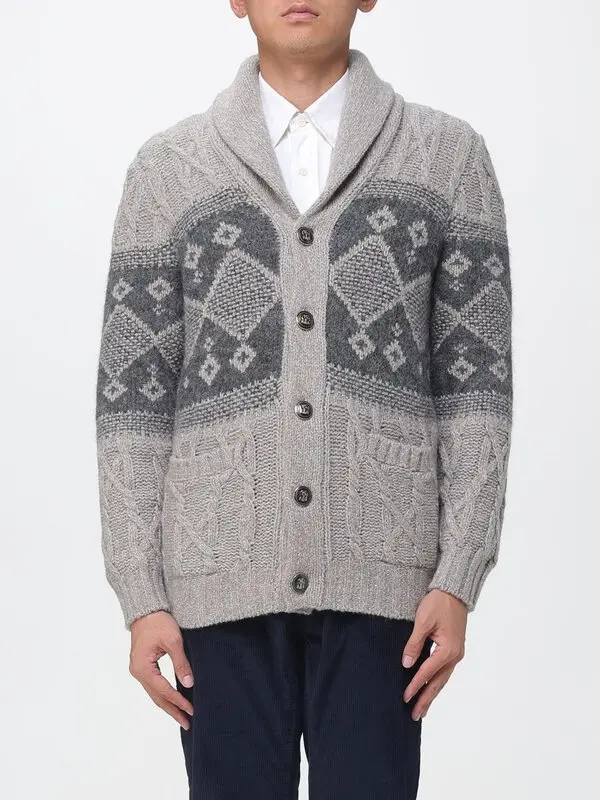 Brunello Cucinelli Jacquard Shawl Collar Cardigan In Wool, Silk And Cashmere