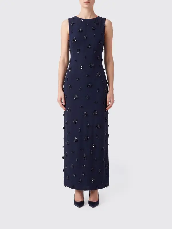 Simkhai Beaded Jersey Long Evening Gown With Padded Off-the-shoulder Design