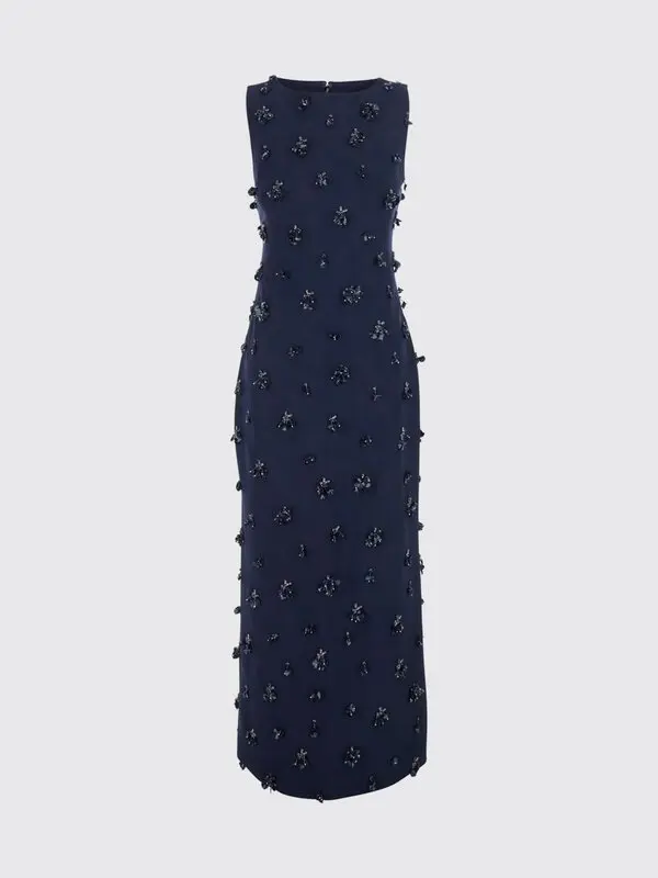 Simkhai Beaded Jersey Long Evening Gown With Padded Off-the-shoulder Design