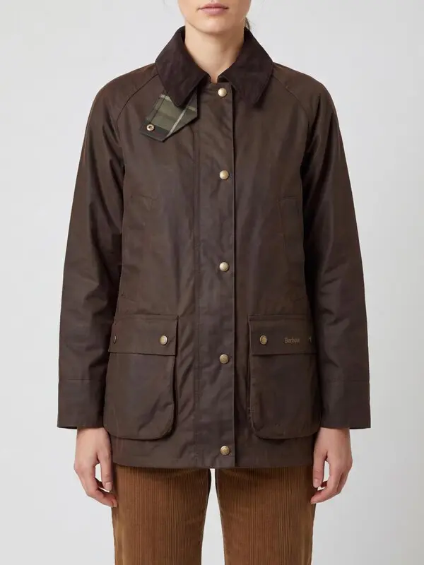 Barbour Waxed Cotton Short Jacket With Corduroy Collar - Brown