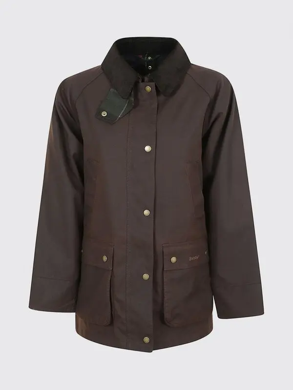 Barbour Waxed Cotton Short Jacket With Corduroy Collar - Brown