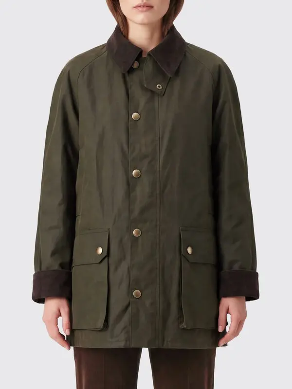 DUNST Long Cotton Shirt Jacket With Velvet Collar