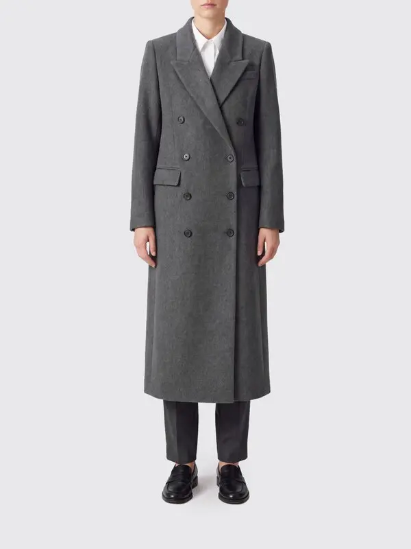 IVY OAK Long Double-breasted Wool-blend Coat With Flap Pockets