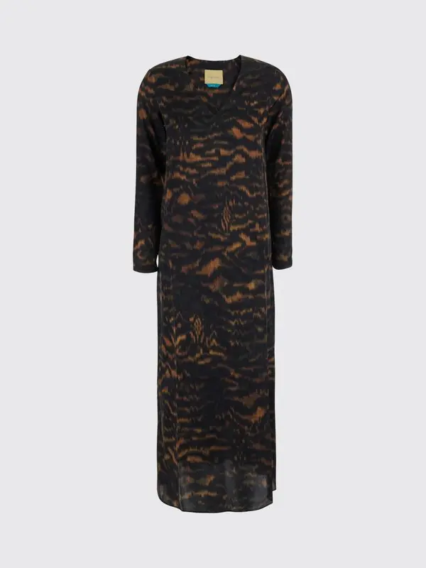 Momoni Aoife Animal Print V-neck Long Tunic In Stretch Silk