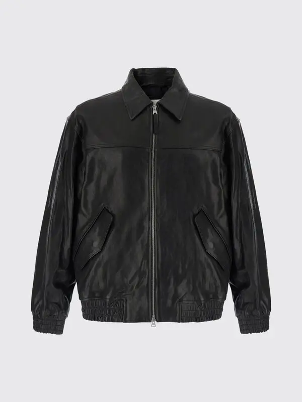 DUNST Lambskin Bomber Jacket With Classic Collar And Dropped Shoulders - Black