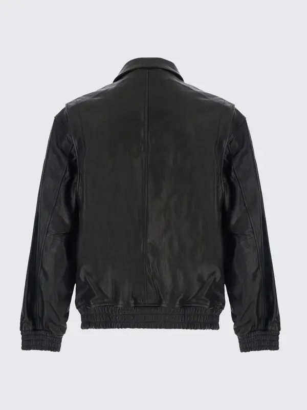 DUNST Lambskin Bomber Jacket With Classic Collar And Dropped Shoulders - Black
