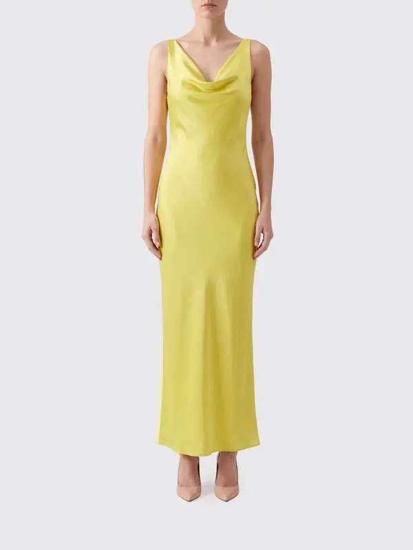 Norma Kamali V-neck Satin Midi Slip Dress With Open Shoulders