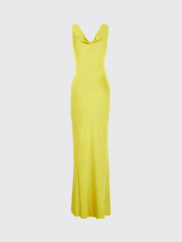 Norma Kamali V-neck Satin Midi Slip Dress With Open Shoulders