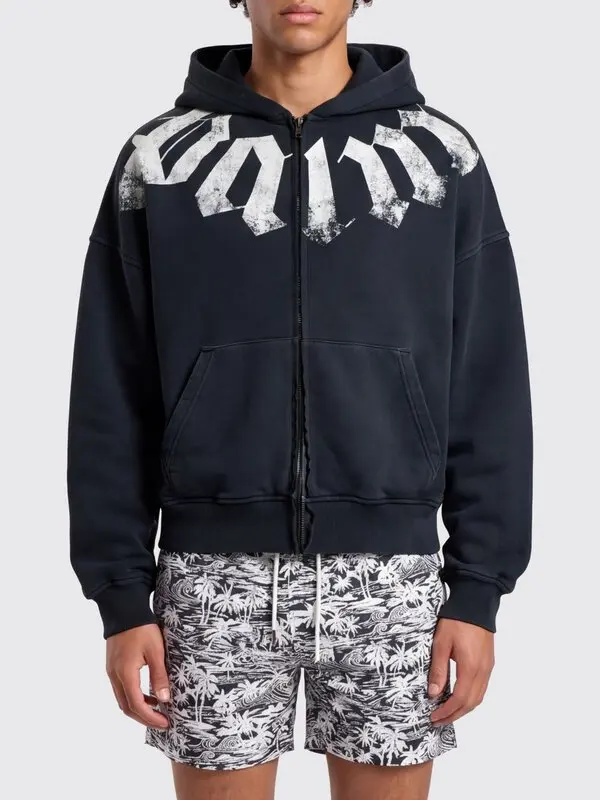 Palm Angels Cotton Zip-up Hoodie With Logo Print