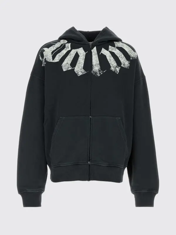 Palm Angels Cotton Zip-up Hoodie With Logo Print