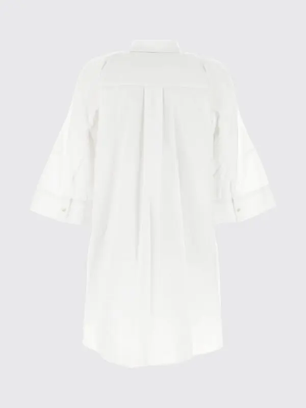 Sacai Cotton Blend Chemisier Mini Dress With Classic Collar - White