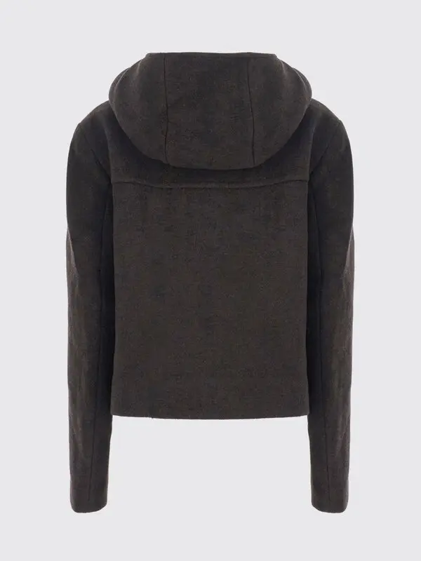GANNI Short Duffle Coat In Wool And Cashmere Blend With Hood