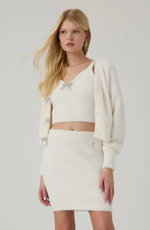 Guess Kara Bow Fuzzy Crop Tank Top