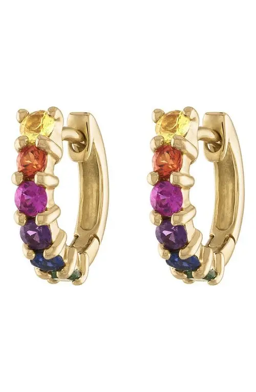 EDEN PRESLEY Signature Gold Blue Sapphire Huggie Hoop Earrings - Rainbow