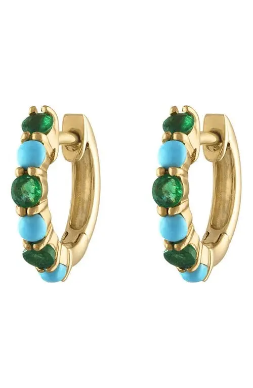 EDEN PRESLEY Signature Gold Blue Sapphire Huggie Hoop Earrings - Turquoise/emerald