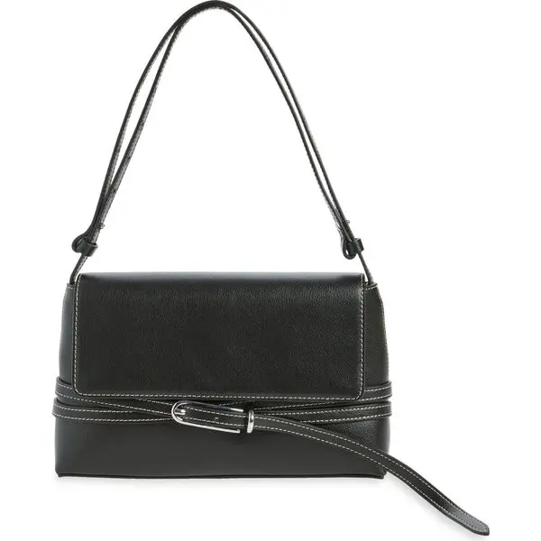 LIFFNER Belted Leather Shoulder Bag - Black
