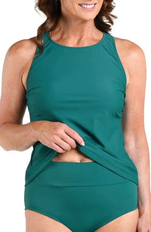 MAXINE OF HOLLYWOOD Solid High Neck Tankini Top - Jungle