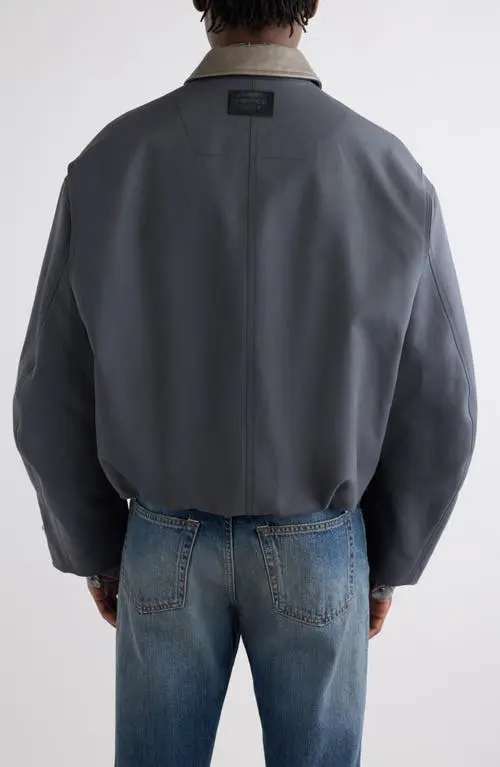 Acne Studios Opado Cotton Satin Jacket With Leather Collar