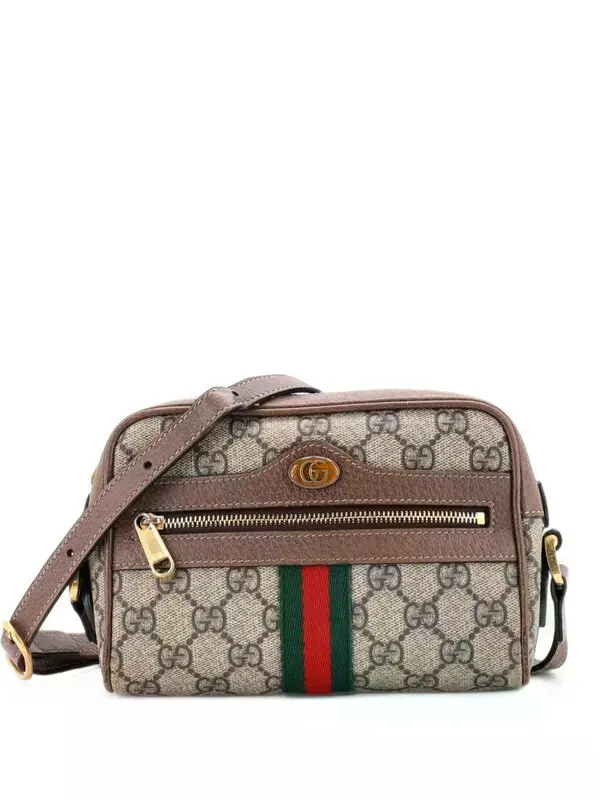 Gucci Ophidia Shoulder Bag Gg Coated Canvas Mini Crossbody Bag - Brown