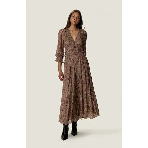 Rebecca Taylor Audrey Smock Maxi Dress - Olive Multi
