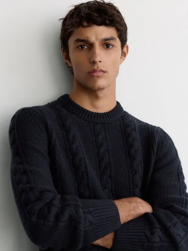 REISS Hughes Cable-knit Crew-neck Jumper With Wool