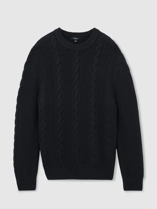 REISS Hughes Cable-knit Crew-neck Jumper With Wool