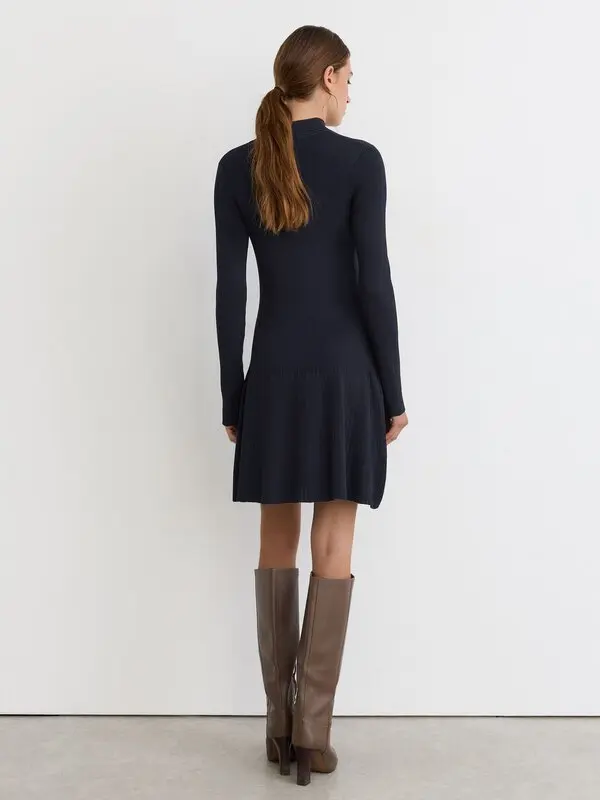 REISS Erin Rib-knit Half-button Mini Dress