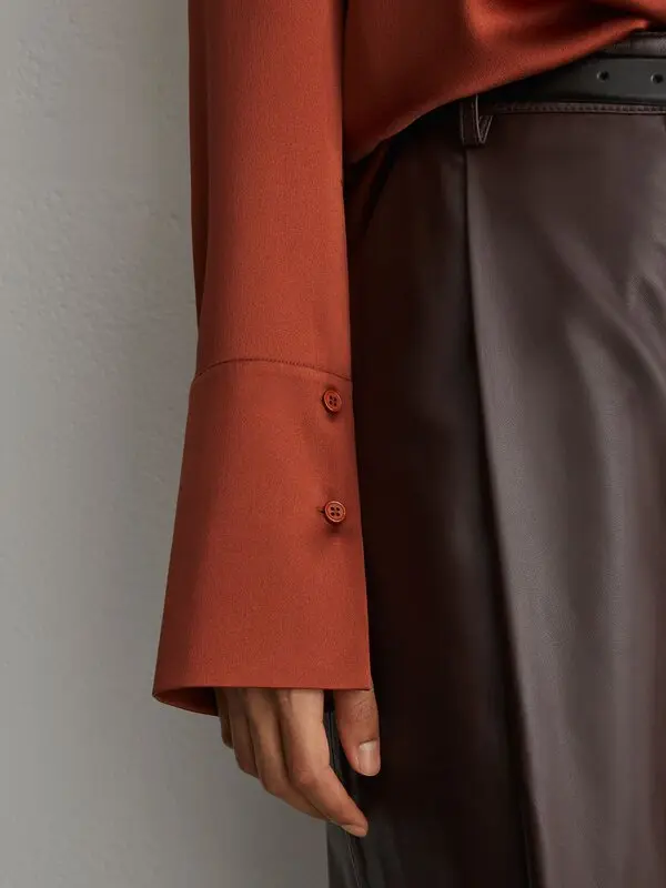 REISS Marina Silk Open-collar Blouse