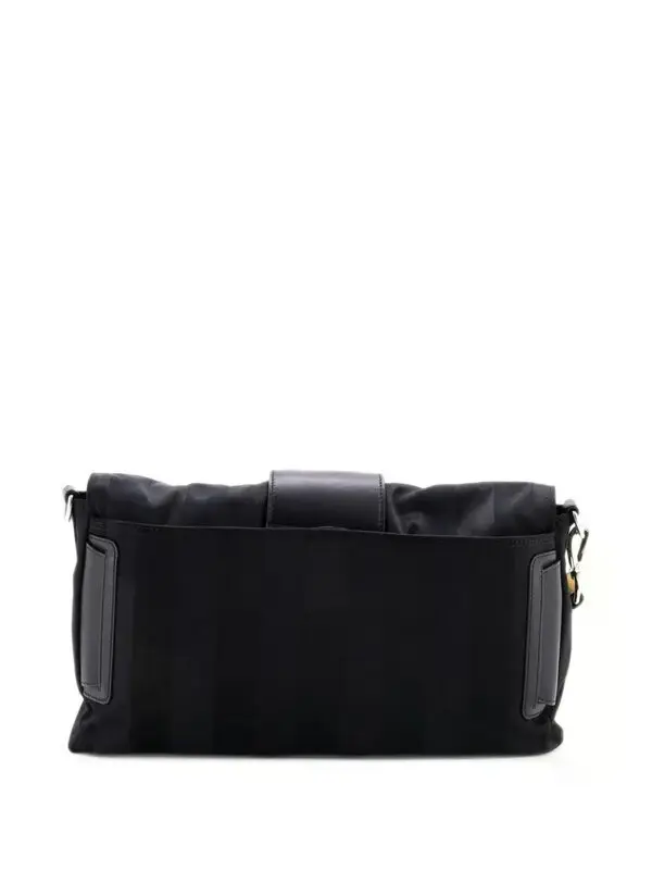 Fendi Baguette Convertible Shoulder Bag Striped Nylon Large Belt Bag - Black