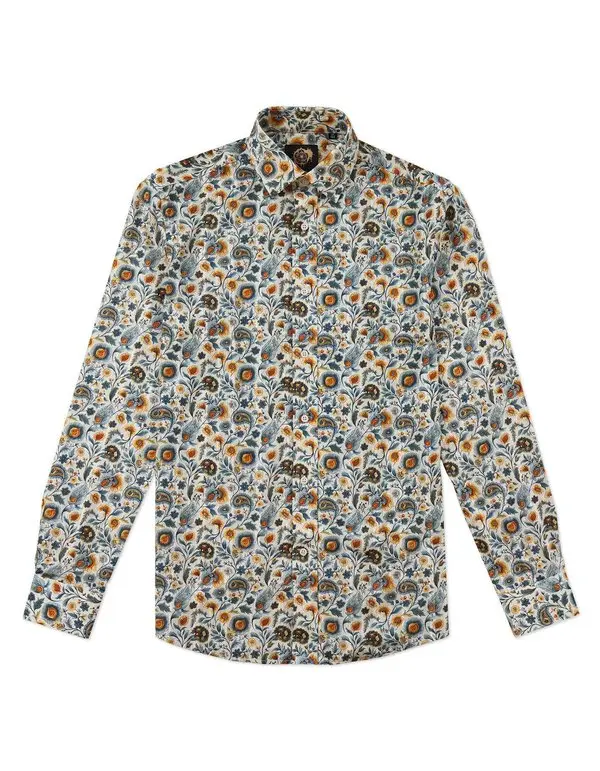 GRESHAM BLAKE Neutrals Cream Paisley Jacquard Shirt