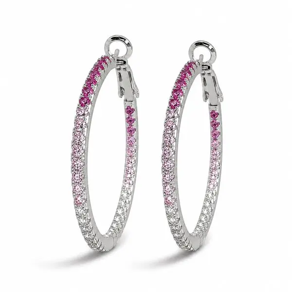 NINEMOO Lueur Rosé E Gradient Crystal Hoop Earrings - Silver