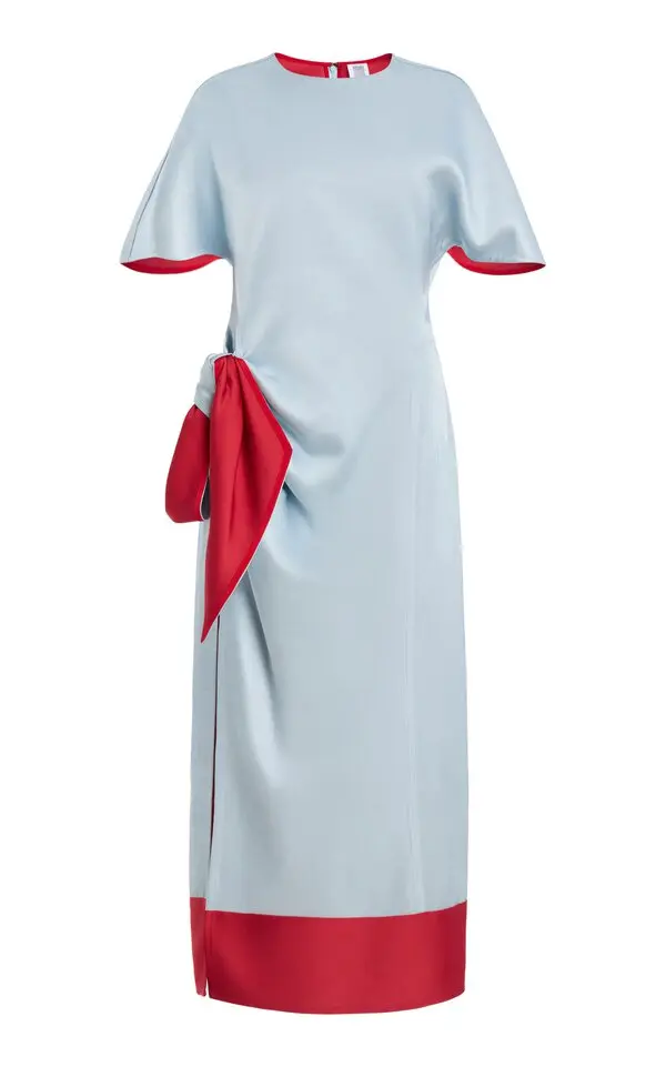 Rosie Assoulin Sash & Slit Satin Midi Dress