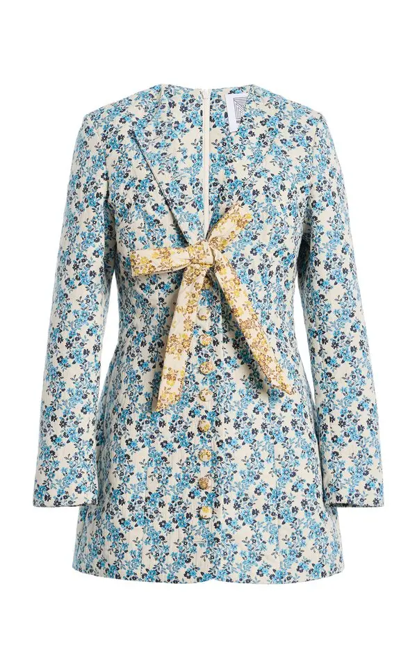 Rosie Assoulin Row, Row, Row Your Buttons Blazer Jacquard Mini Dress