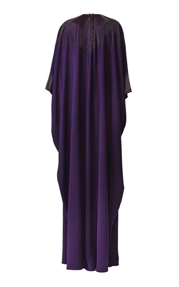 Naeem Khan Caftan Beaded Crepe Maxi Dress