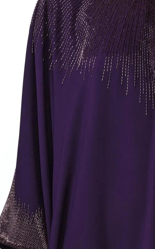 Naeem Khan Caftan Beaded Crepe Maxi Dress