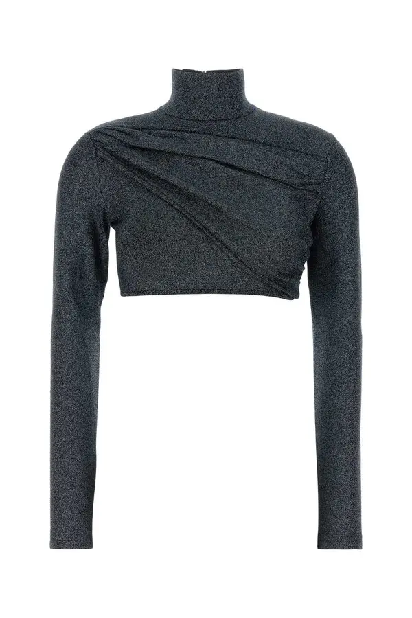 Gucci Viscose-blend Metallic Knit Top - Black