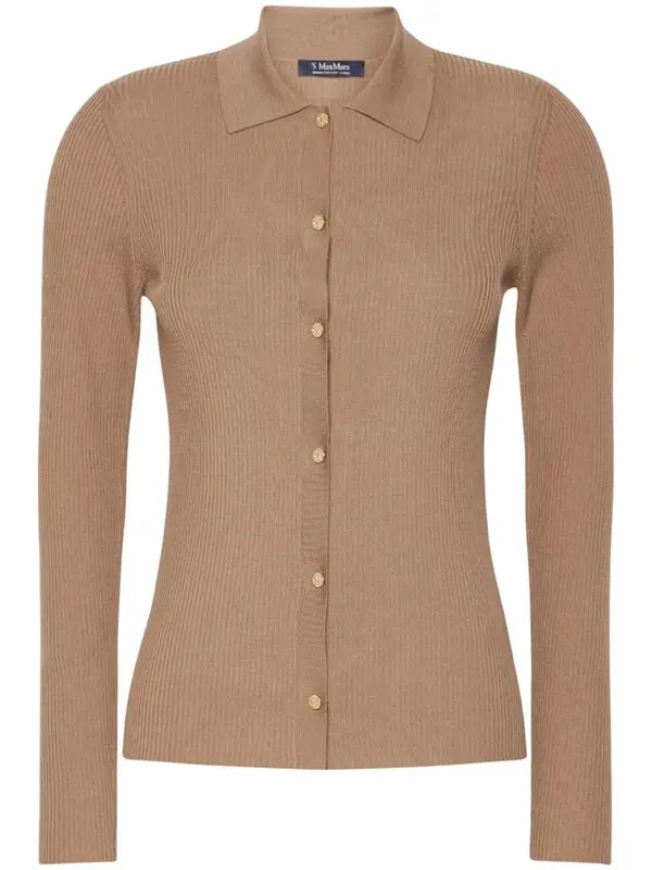 Max Mara Ribbed Button-front Knit Cardigan - Beige