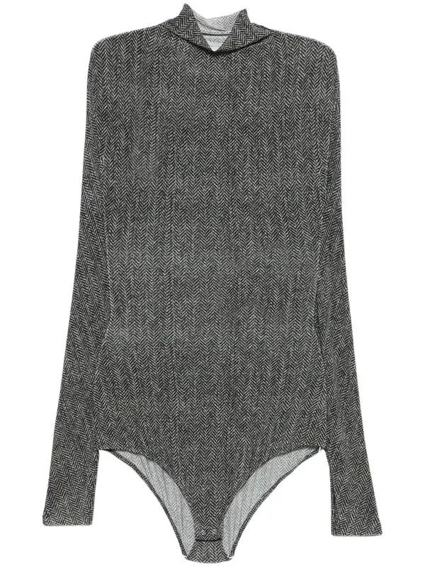 MAISON MARGIELA Sheer Gradient High-neck Bodysuit With Long Sleeves - Grey