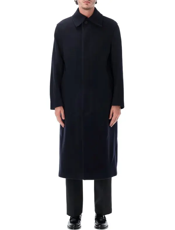 SUNFLOWER Wool-blend Long Overcoat - Blu