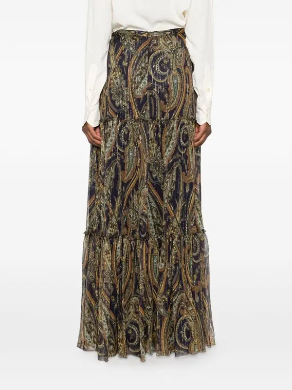 Etro Printed Silk Long Skirt