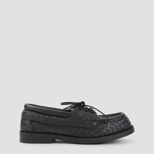 Bottega Veneta Woven Leather Boat Shoes For - Brown