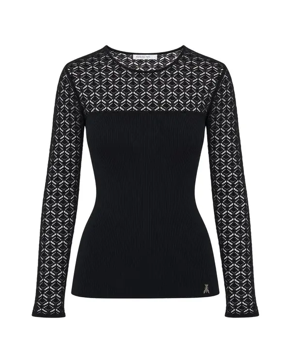 Patrizia Pepe Lace-panel Long Sleeve Fitted Top