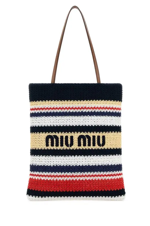 Miu Miu Embroidered Crochet Mini Shopping Handbag