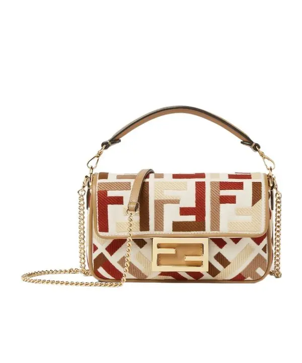 Fendi Canvas Bag With Multicolor Ff Embroidery - Multi-color