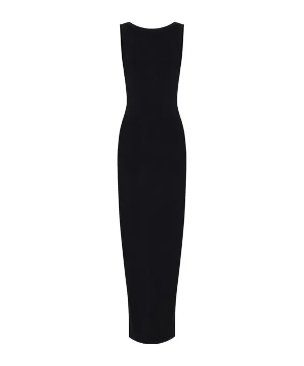 Elisabetta Franchi Red Carpet Dress In Shiny Viscose Fabric With Charms - Black