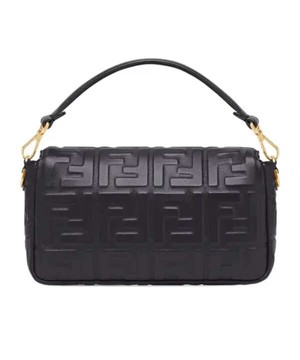 Fendi Nappa Leather Bag With Ff Motif - Black