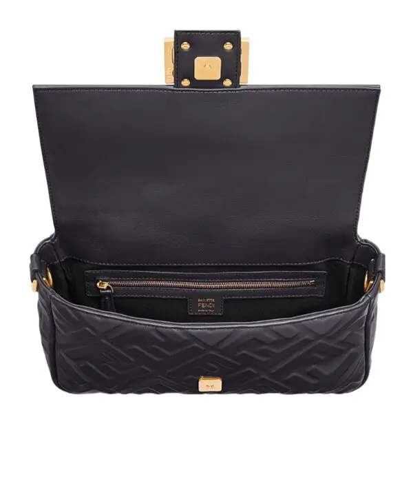 Fendi Nappa Leather Bag With Ff Motif - Black