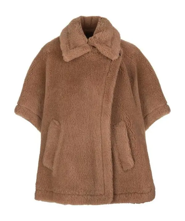 Max Mara Teddy-fabric Oversized-collar Cape
