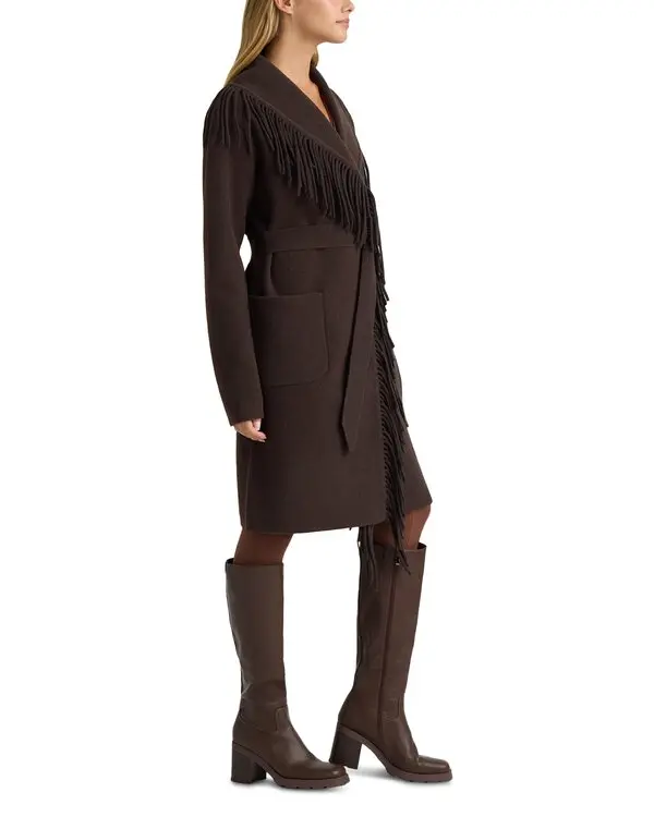 NVLT Eyelash Wrap Fringe Coatigan - Espresso